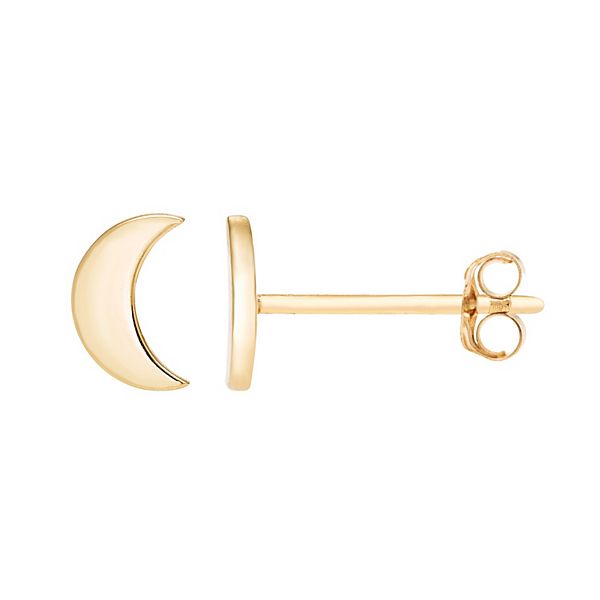 Theia Sky 14k Gold Crescent Moon Stud Earrings