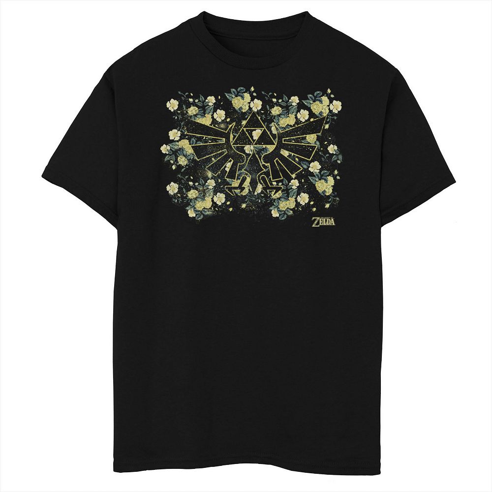 Boys 8-20 Nintendo Legend of Zelda Hyrule Floral Crest Husky Tee