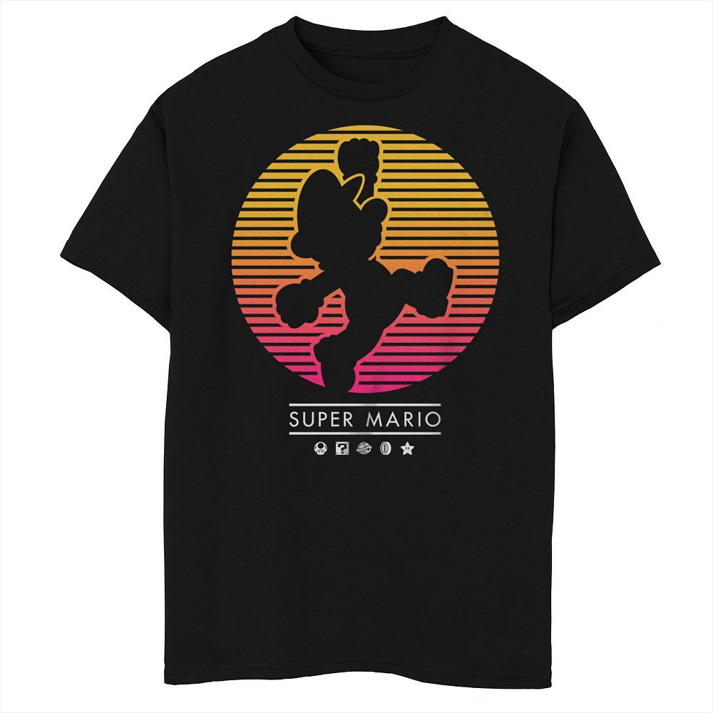 Boys 8-20 Nintendo Super Mario Striped Sun Silhouette Poster Husky Tee