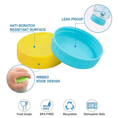 24 Pcs Assorted Color Plastic Mason Jar Lids Regular Mouth Mason ...