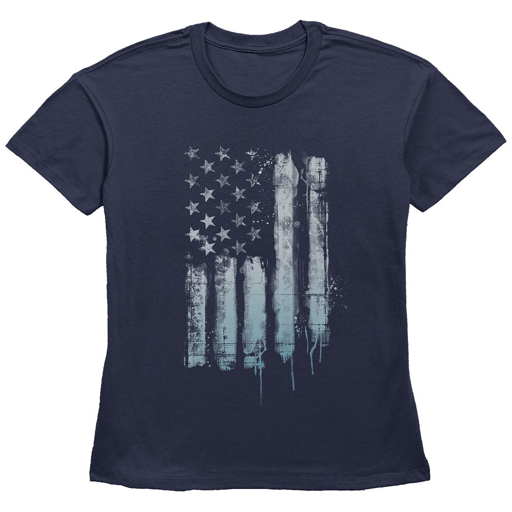 Women's Fifth Sun Rustic American Flag Paint Drip Short Sleeve Graphic Tee