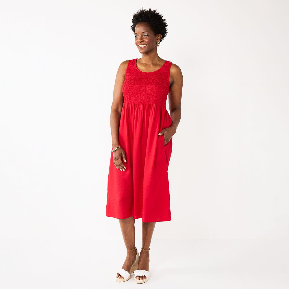 Women's Croft & Barrow® Smocked Swing Midi Dress