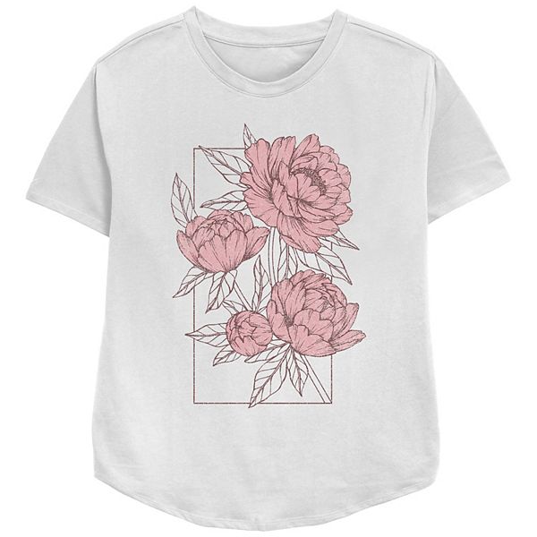 Women's Flower Sketches Box Relaxed Fit Graphic Tee