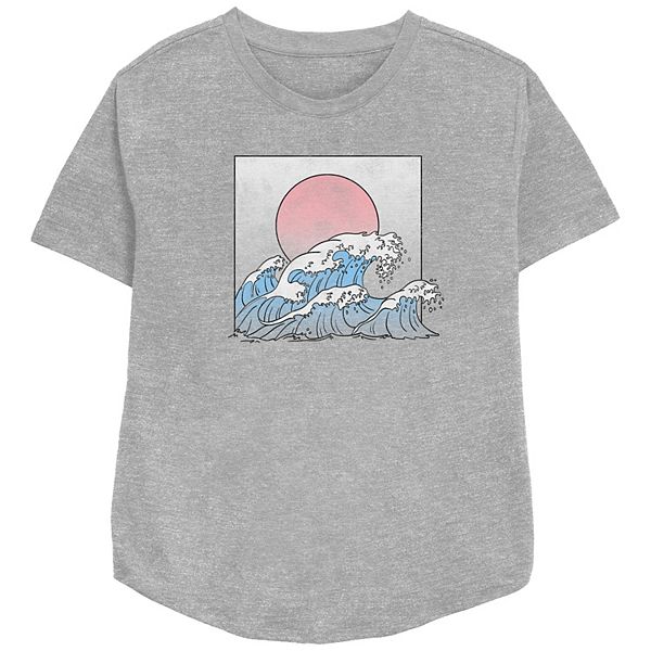 Women's Trendy Beach Waves Relaxed Fit Graphic Tee