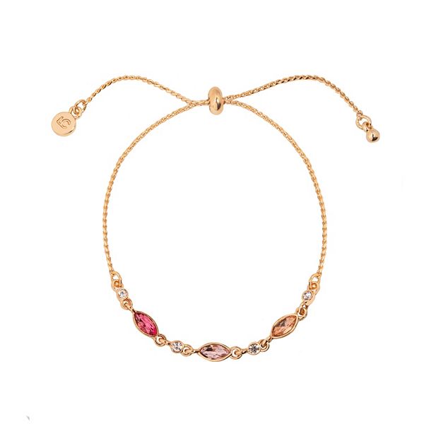 LC Lauren Conrad Gold Tone Pink Tonal Crystal Adjustable Bracelet