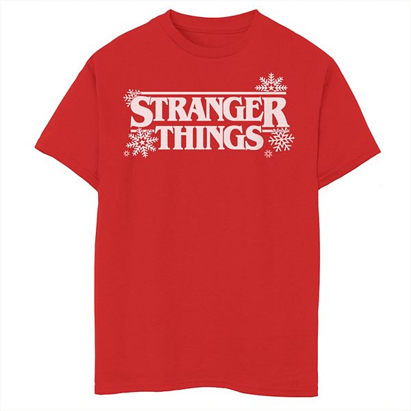 Boys 8-20 Stranger Things White Snowflakes Logo Graphic Tee