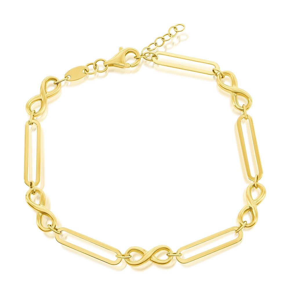 Divine Gold 14k Gold Infinity & Paperclip Chain Bracelet