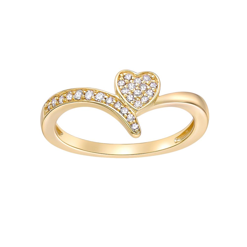 Gemminded 18k Gold Over Sterling Silver 1/6 Carat T.W. Diamond Heart ...