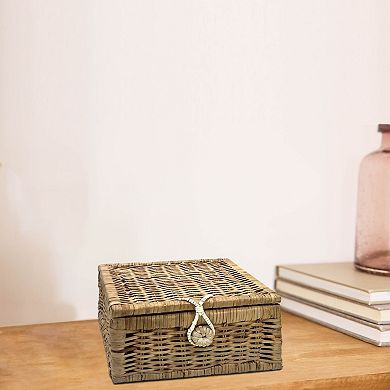 Everyday Decor Wicker Lidded Decorative Box Table Decor