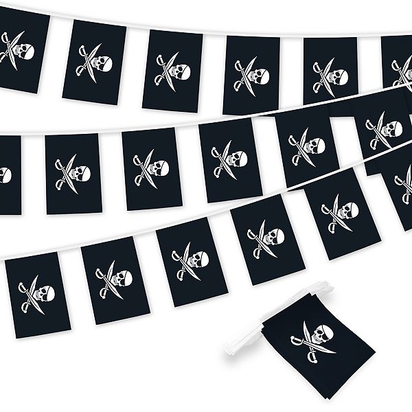 G128 Pirate (Jolly Roger) - Swords 150D String Flag
