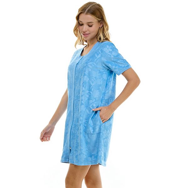 Women's Croft & Barrow® Embossed Tropical Pattern Terry Zip-Up Robe