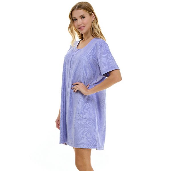 Women's Croft & Barrow® Embossed Tropical Pattern Terry Zip-Up Robe