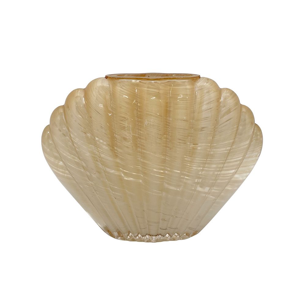 Everyday Decor Coral Swirled Glass Seashell Vase