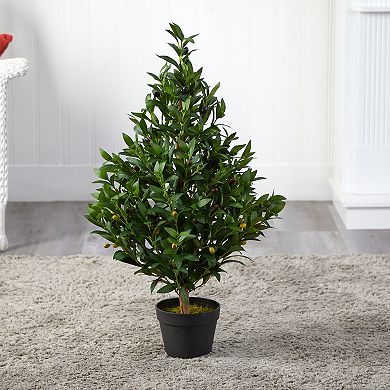 nearly natural 35-in. UV Resistant Olive Cone Topiary Artificial Tree