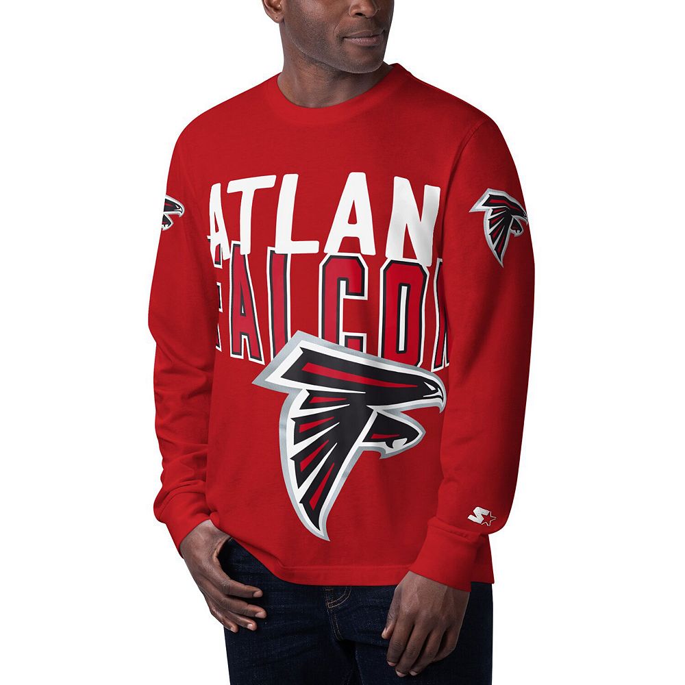 Men's Starter Red Atlanta Falcons Clutch Hit Long Sleeve T-Shirt