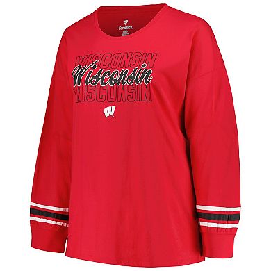 Women's Profile Red Wisconsin Badgers Plus Size Triple Script Scoop ...