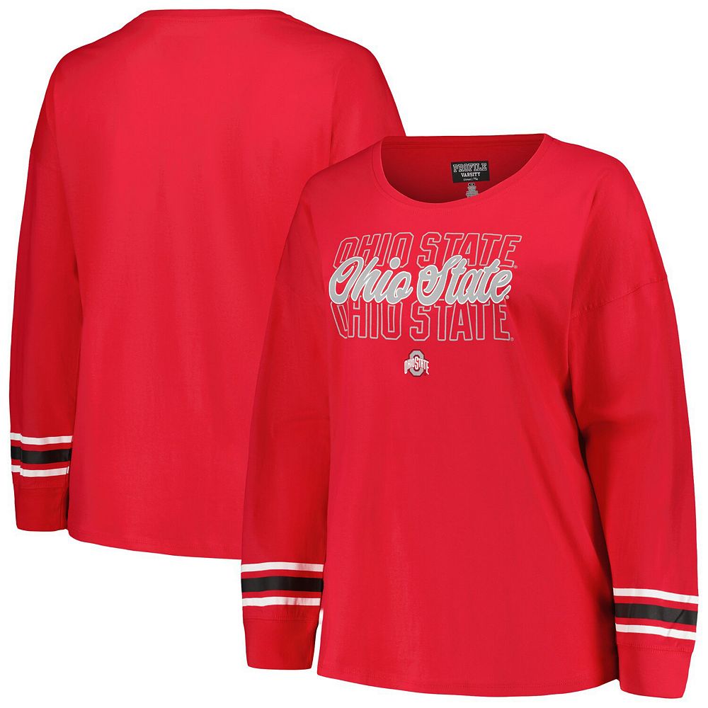 Women's Profile Scarlet Ohio State Buckeyes Plus Size Triple Script ...