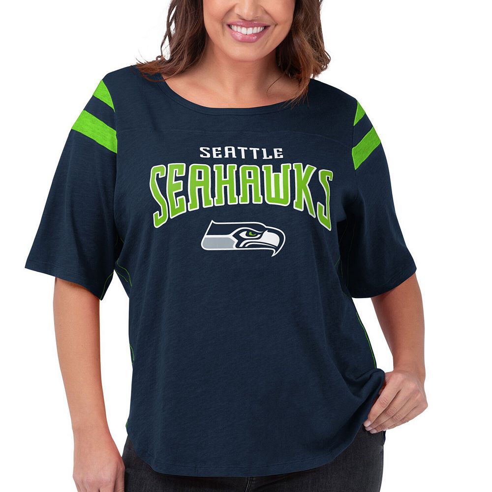 Women's G-III 4Her by Carl Banks Navy Seattle Seahawks Plus Size ...