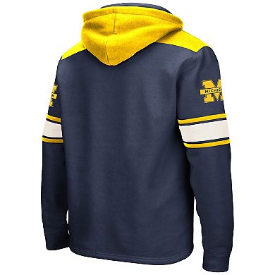 Men's Colosseum Navy Michigan Wolverines Big & Tall Hockey Lace-Up Pullover Hoodie