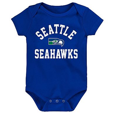 Newborn & Infant Navy/Royal/Heather Gray Seattle Seahawks Three-Pack ...