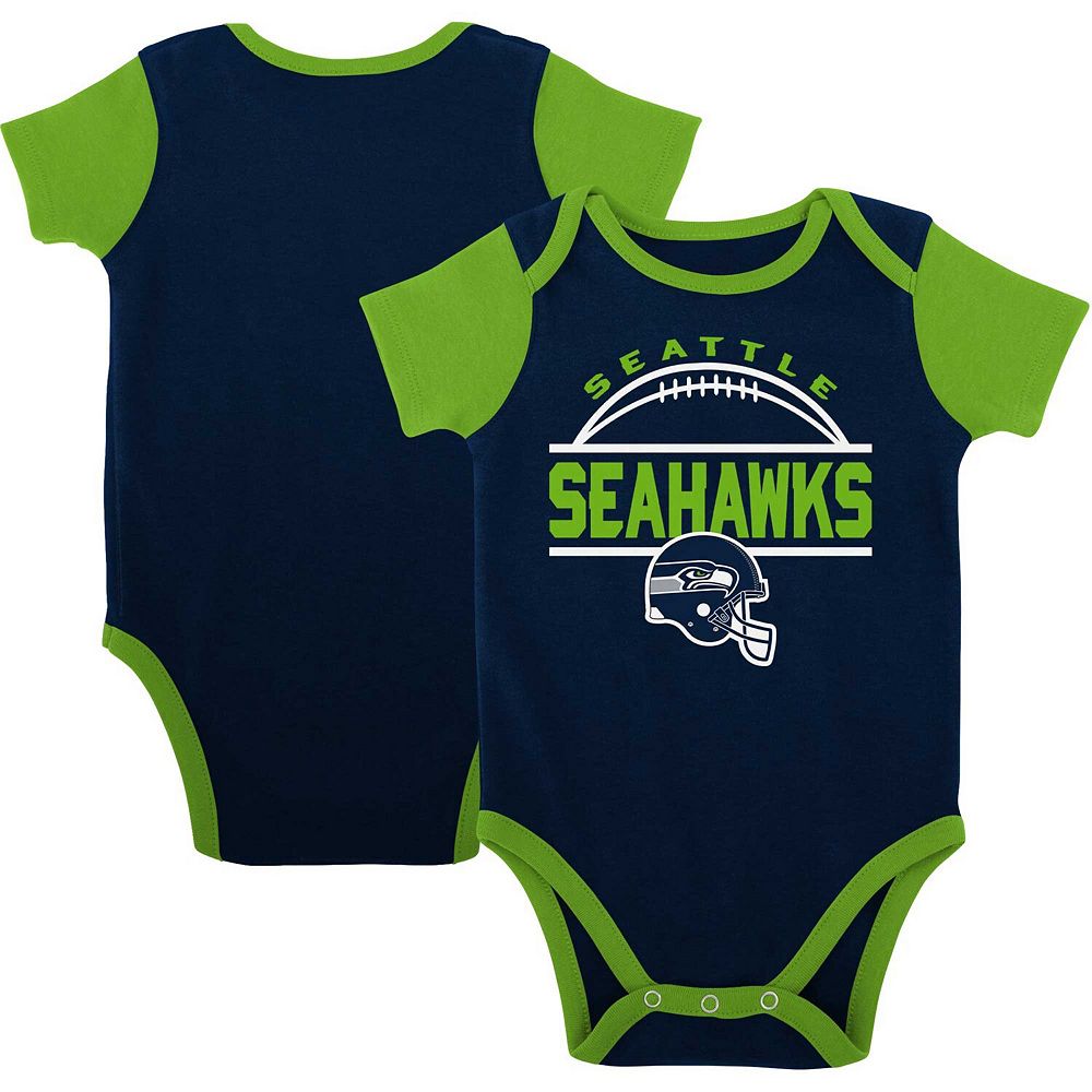 Newborn & Infant Navy/Neon Green Seattle Seahawks Home Field Advantage ...