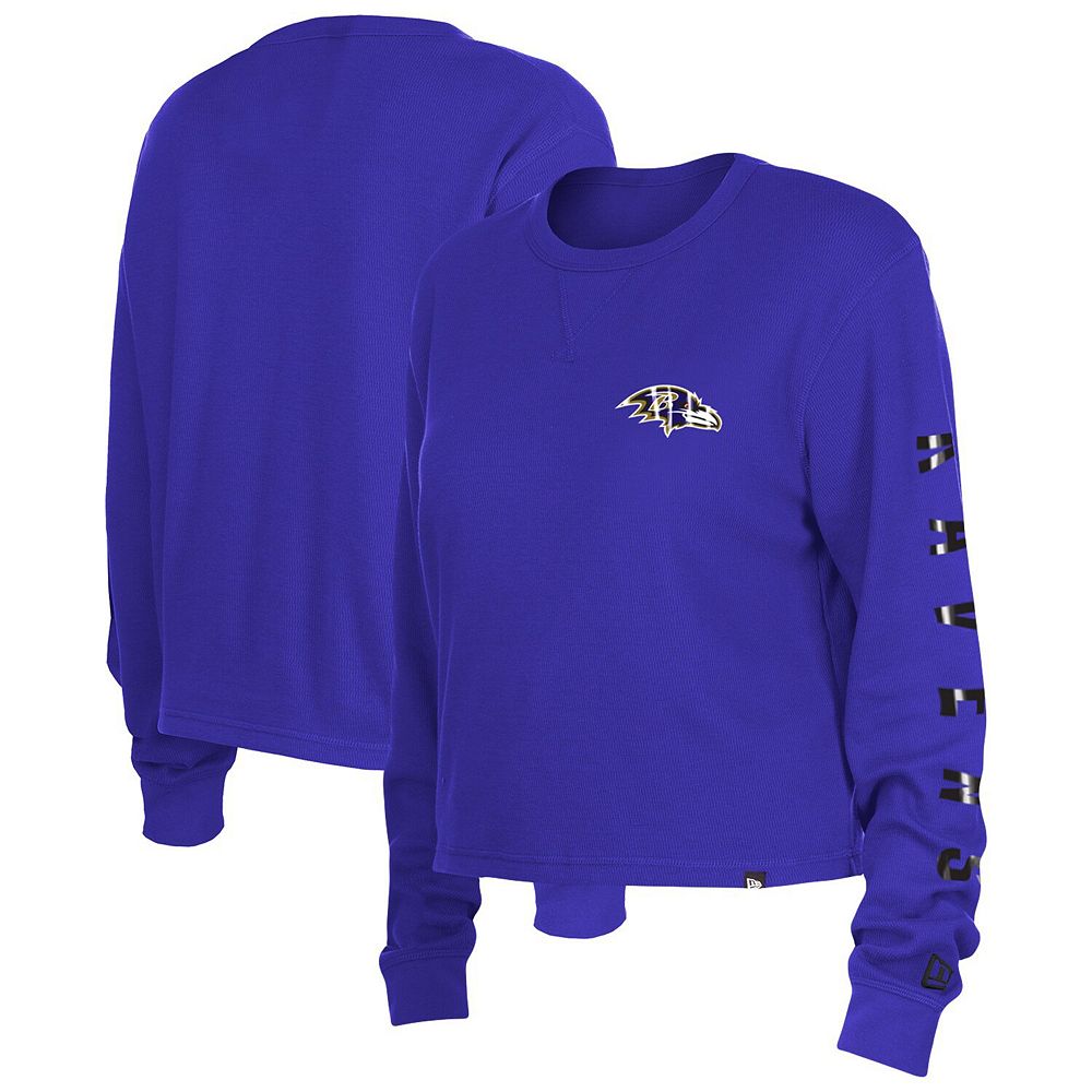Women's New Era Purple Baltimore Ravens Thermal Crop Long Sleeve T-Shirt