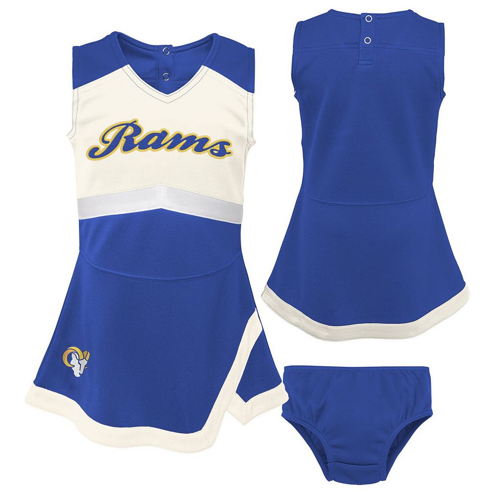 Girls Toddler Royal Los Angeles Rams Cheer Captain Dress with Bloomers