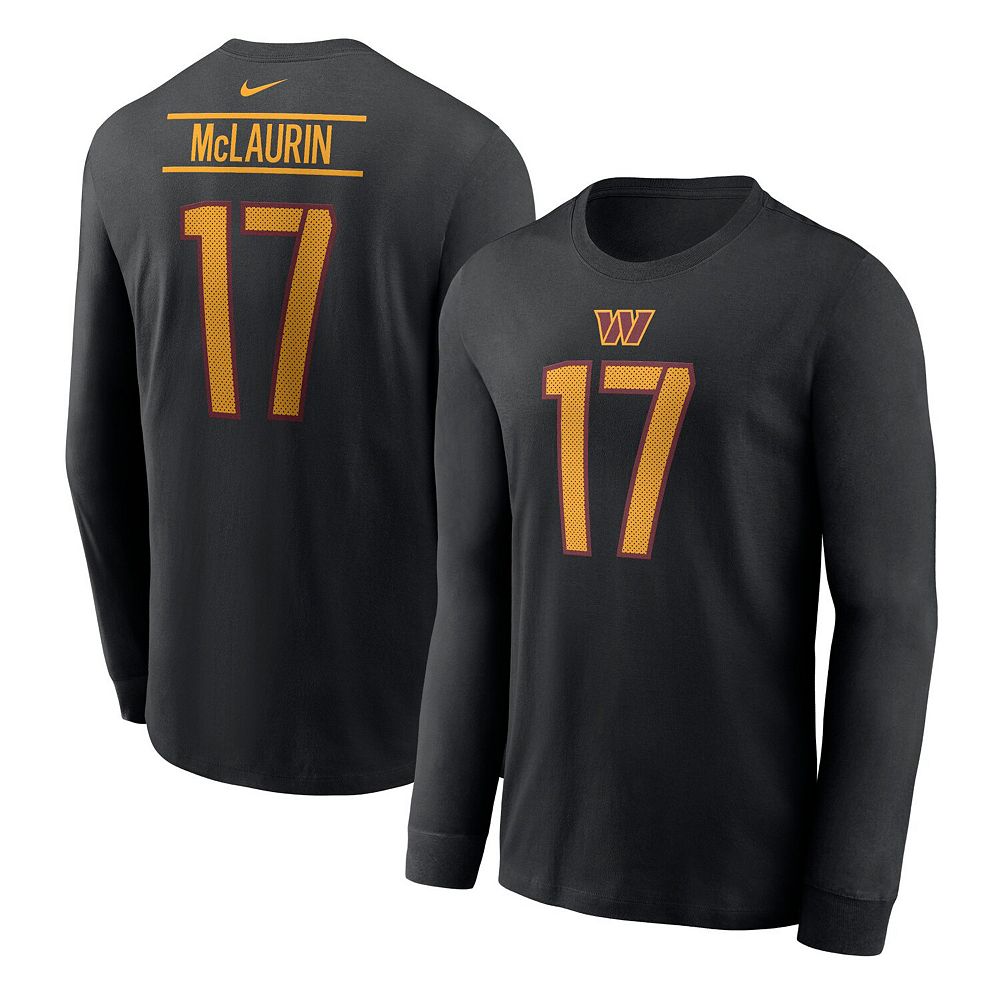 Men's Nike Terry McLaurin Black Washington Commanders Player Name & Number Long Sleeve T-Shirt