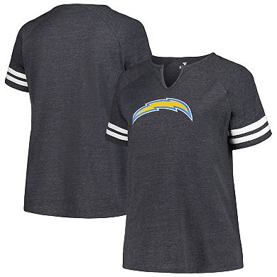 Women's Fanatics Heather Charcoal Los Angeles Chargers Plus Size Logo ...