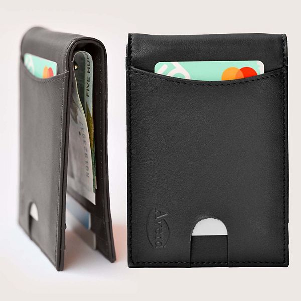 Avera Group Wallet Leather Rfid Blocking Money Clip Pull Strap