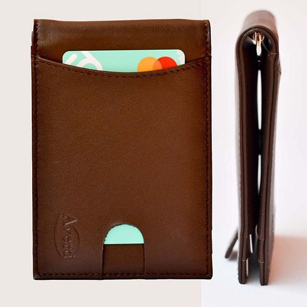 Avera Group Wallet Leather Rfid Blocking Money Clip Pull Strap