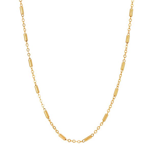 1928 Gold Tone Tube Link Chain Necklace