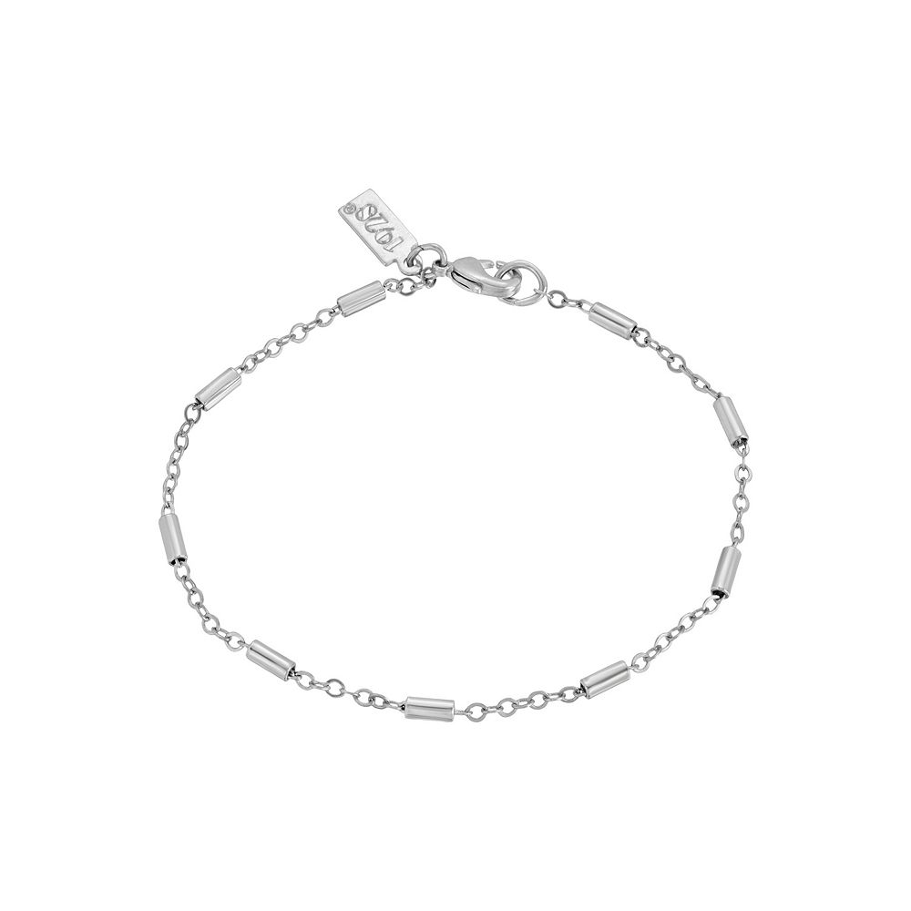 1928 Silver Tone Tube Link Chain Bracelet
