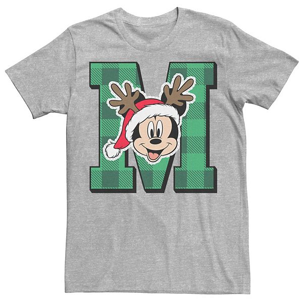 Disney's Mickey Mouse Men's With Antlers Santa Hat Tee