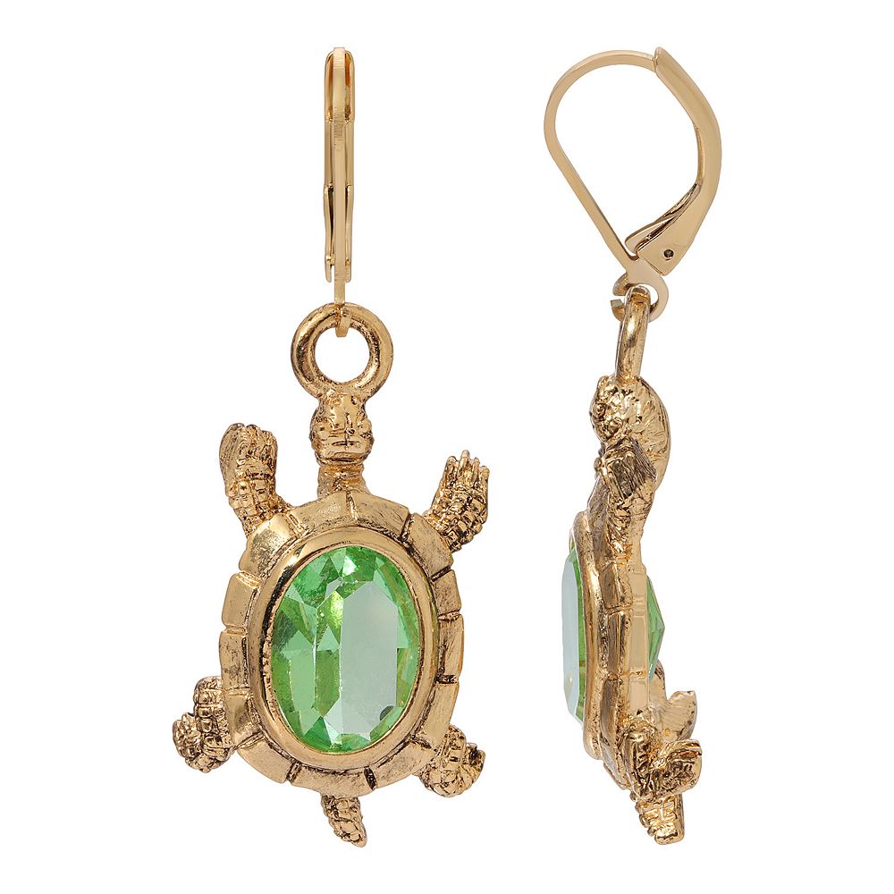 1928 Crystal Turtle Drop Earrings