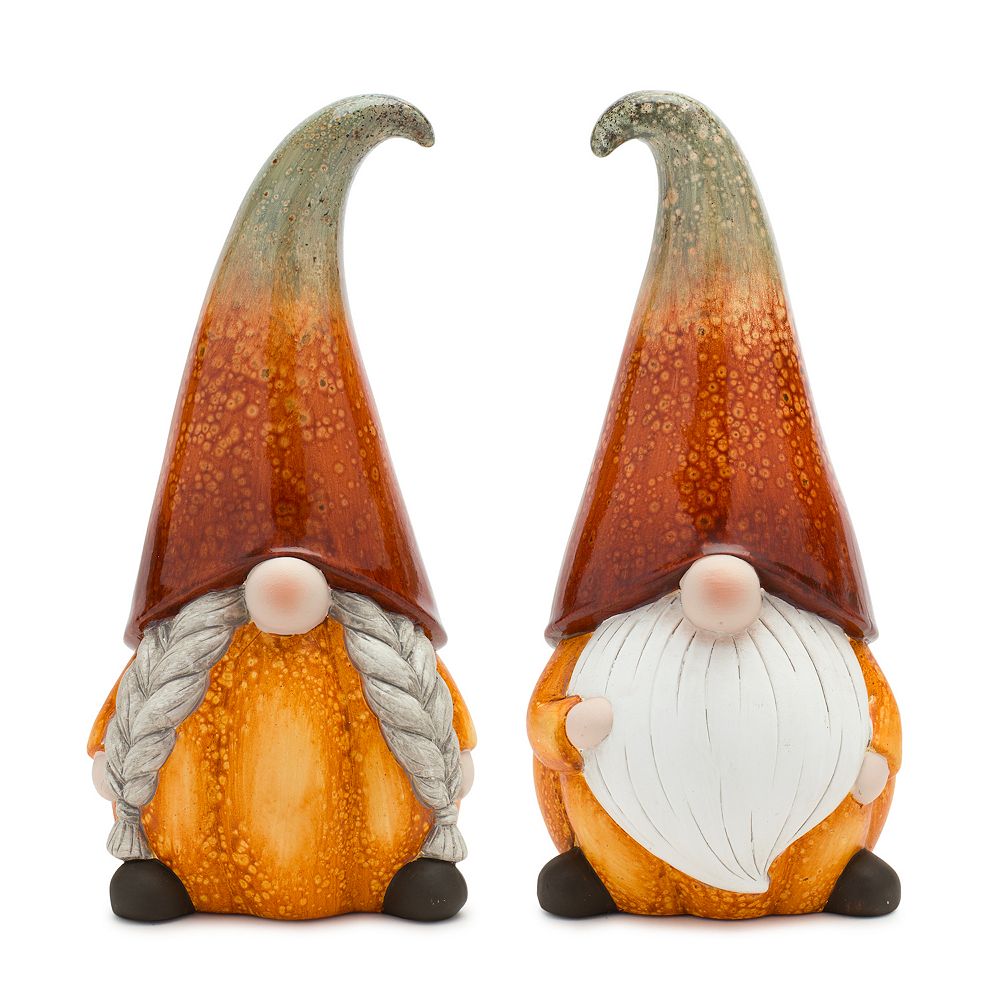 Melrose Terra Cotta Pumpkin Gnome Table Décor 2-piece Set