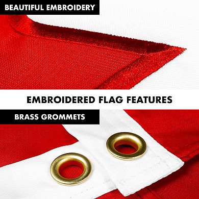 G128 Combo Set: Flag Pole Silver + Bracket AND Canada Embroidered ...