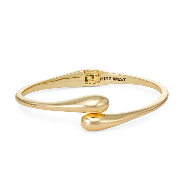 Nine West Gold Tone Open Hinge Cuff Bracelet