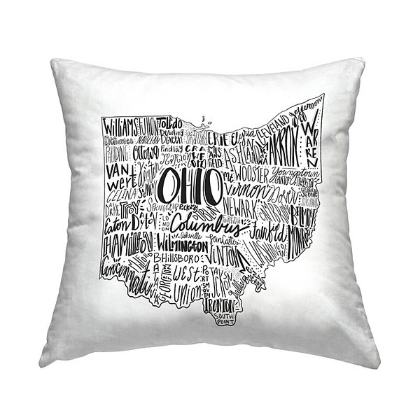 Stupell Home Decor Ohio State Cities Map Shape Throw Pillow