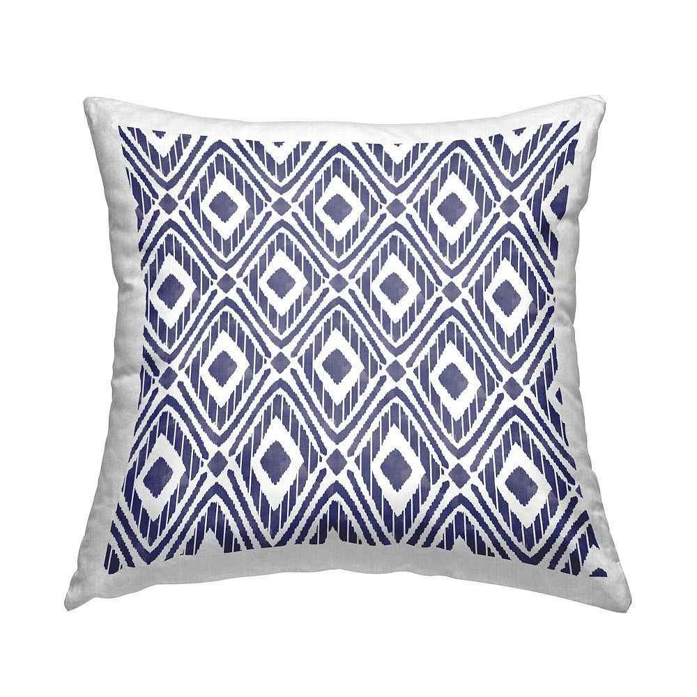 Stupell Home Decor Blue Bohemian Diamond Shape Geometric Pattern Throw ...