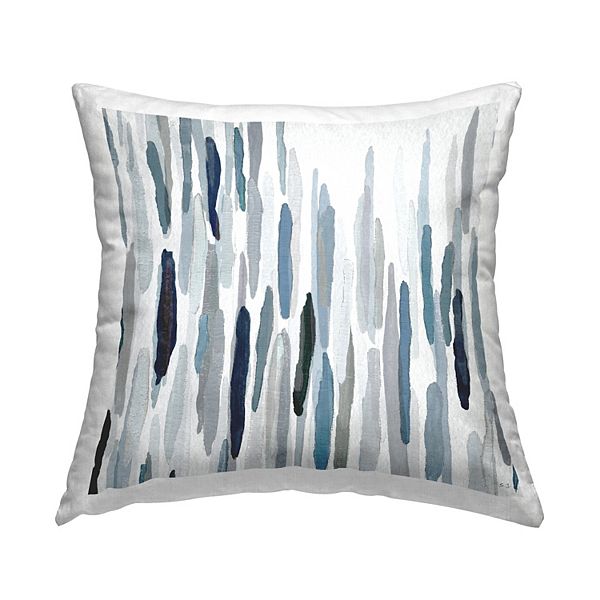 Stupell Home Decor Blue Varied Abstract Brushed Rainfall Lines Throw Pillow