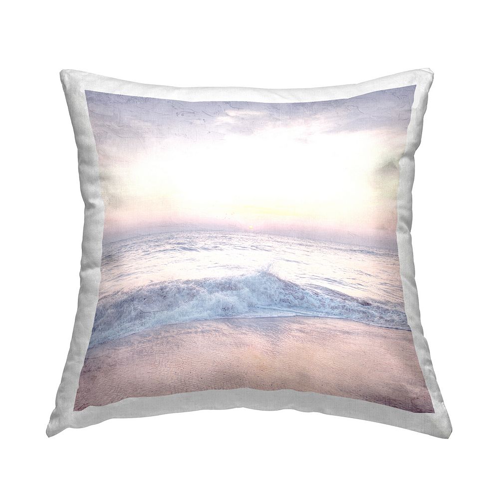 Stupell Home Decor Crashing Beach Waves Pastel Ocean Shore Throw Pillow