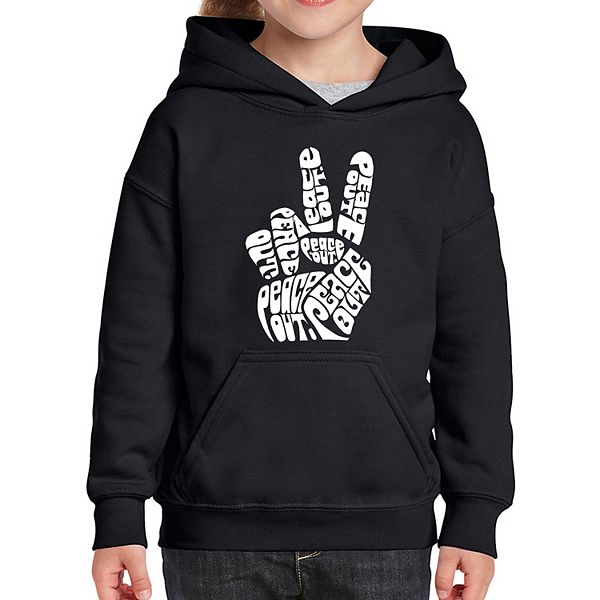 Peace Out - Girl's Word Art Hooded Sweatshirt