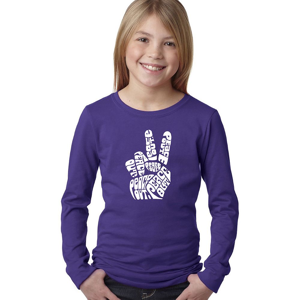 Peace Out - Girl's Word Art Long Sleeve