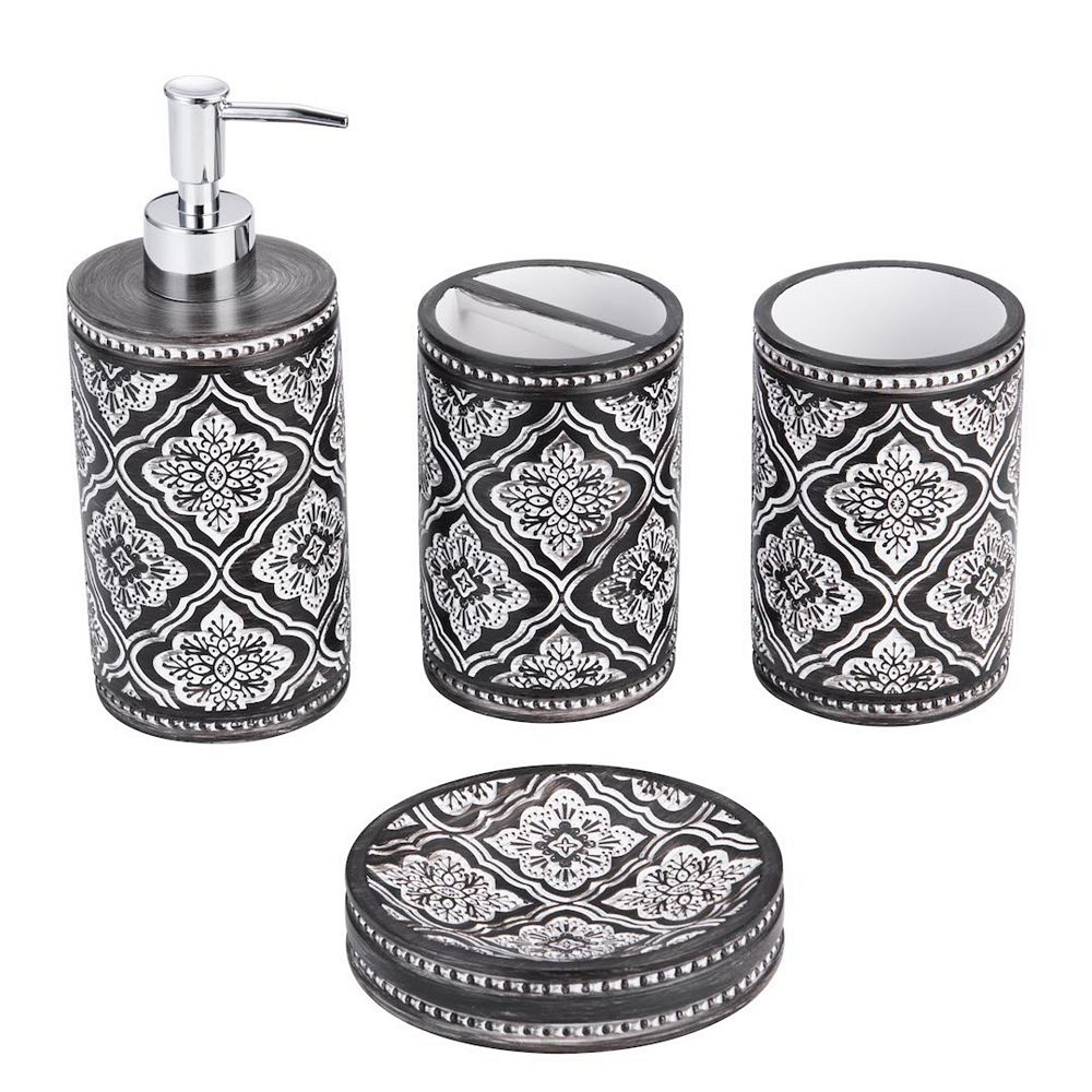 4pc Arabesque Resin paint coated Bath Accessory Set - Kralix