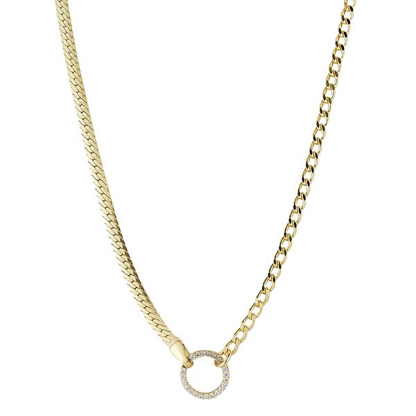 Sunkissed Sterling 14k Gold Over Silver Cubic Zirconia Curb x Snake ...