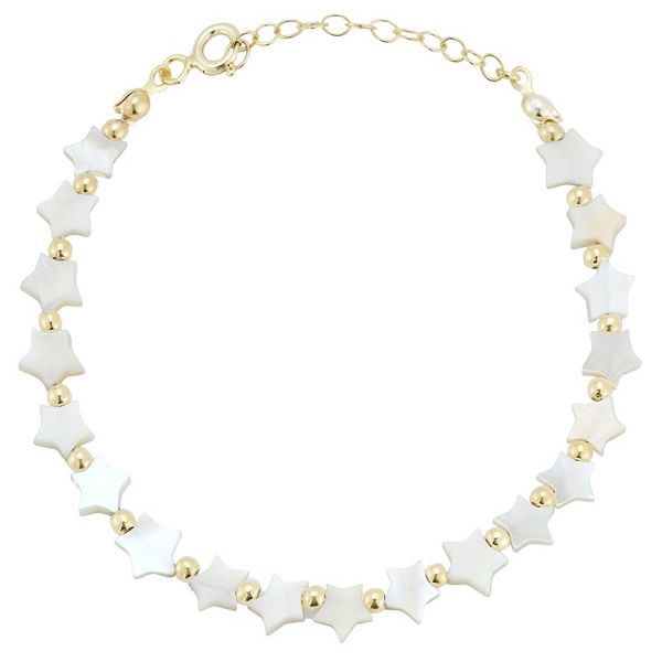 Sunkissed Sterling 14k Gold Over Silver Mother-Of-Pearl Star Bracelet