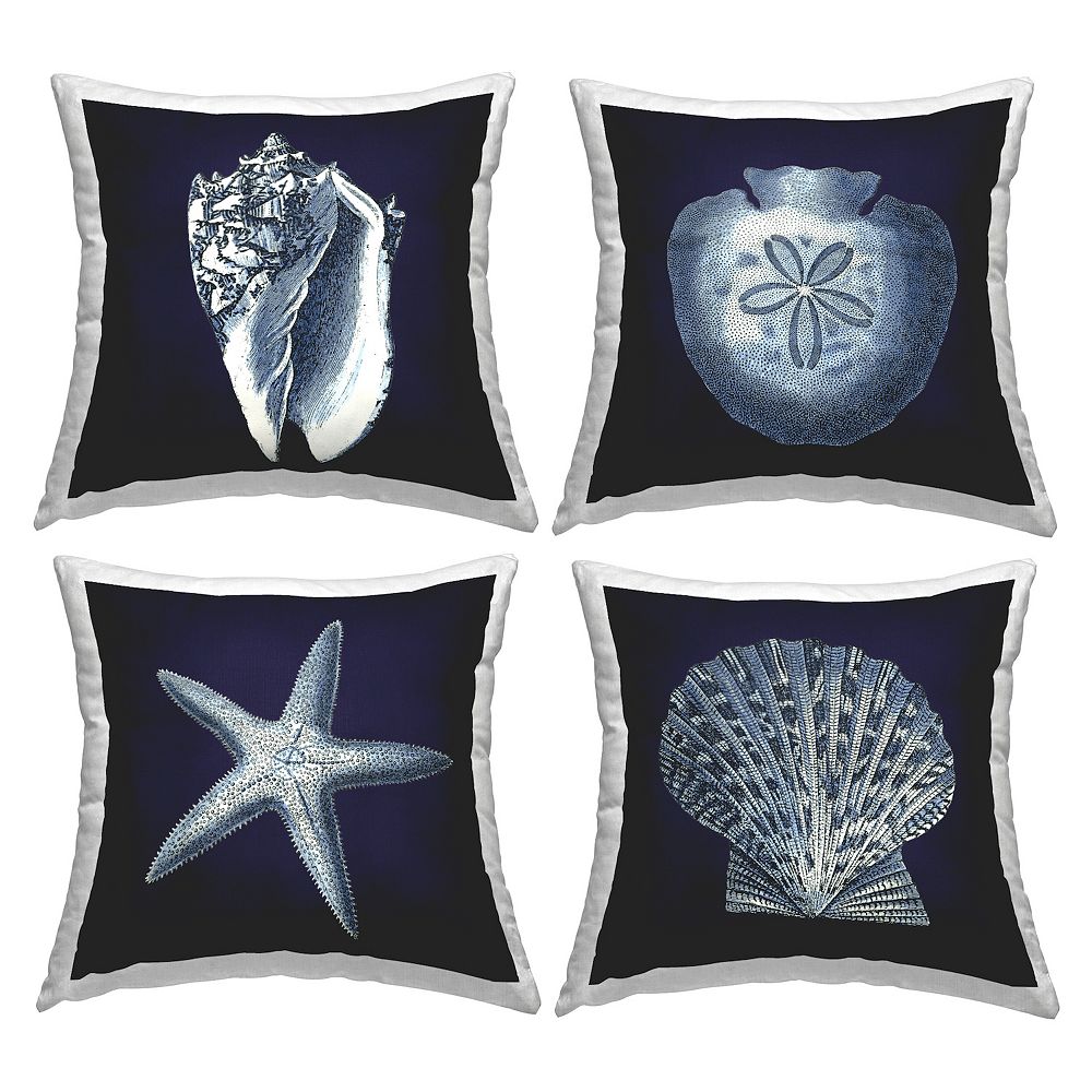 Stupell Home Decor 4-Pack Nautical Blue Ocean Shells Starfish Sand ...