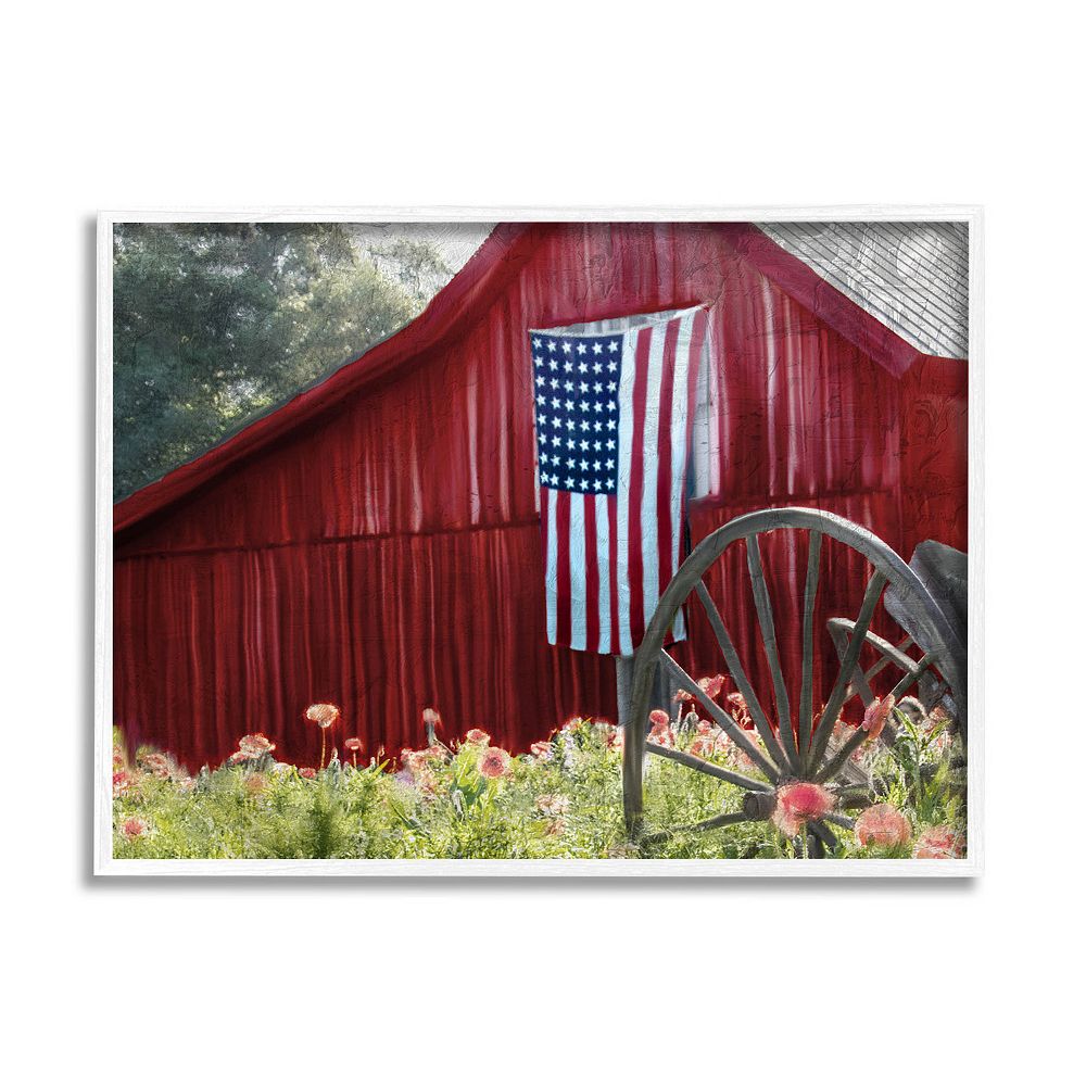 Stupell Home Decor Country Farm Meadow Wheel Framed Wall Art