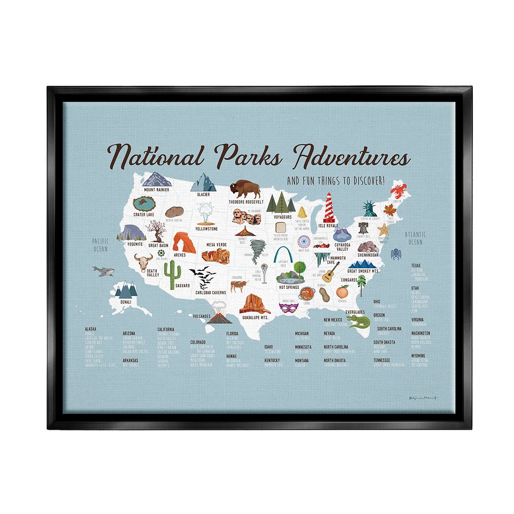 Stupell Home Decor National Parks Adventures Map Framed Wall Art